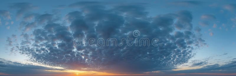 360 Degree Panorama of Evening Sky with Cirrocumulus Clouds. Seamless ...