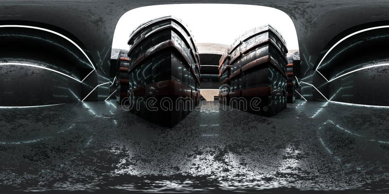 360 Degree Panorama of Abstract Futuristic Technology Design Building ...