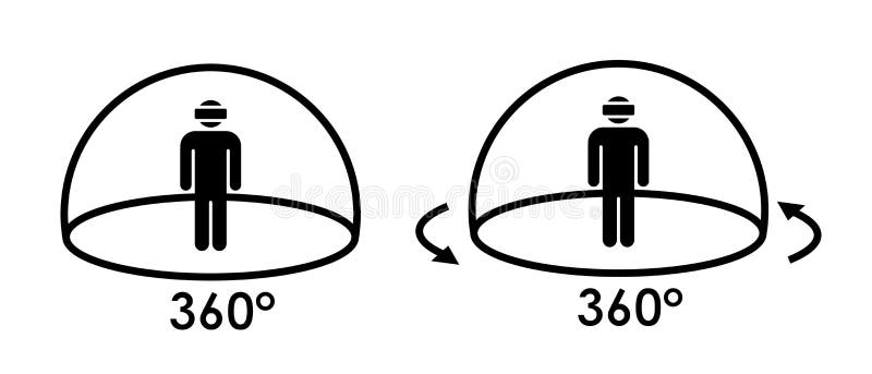 360 Degree and Panorama View Vector Icon Set. Virtual Tour, Street View ...