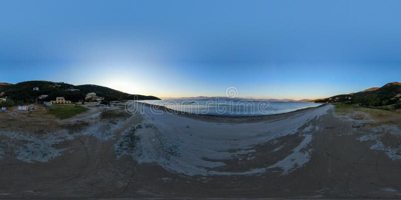 360-degree Panoramic Beach View at Dawn Stock Image - Image of ...