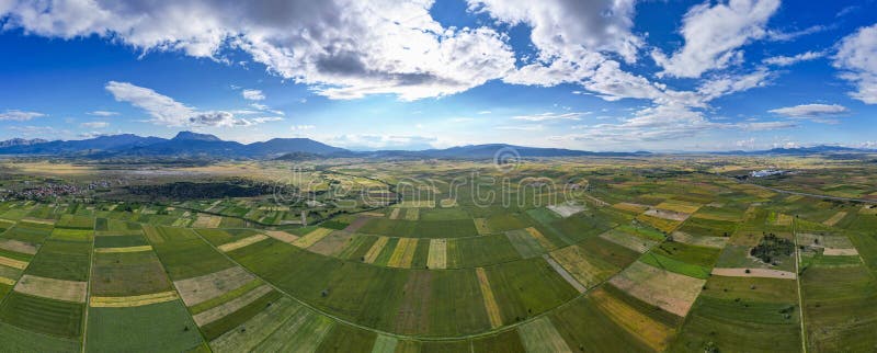 180 Degree Panoramic Photo of Large Agricultural Fields Stock Photo ...