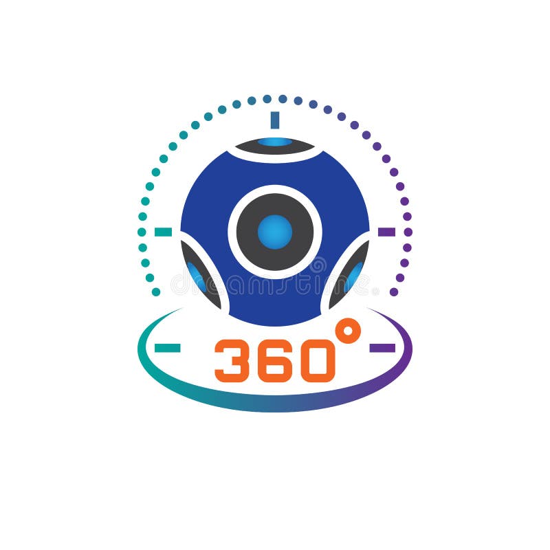 360 Degree Panoramic Video Camera Icon Vector, Virtual Reality Device ...