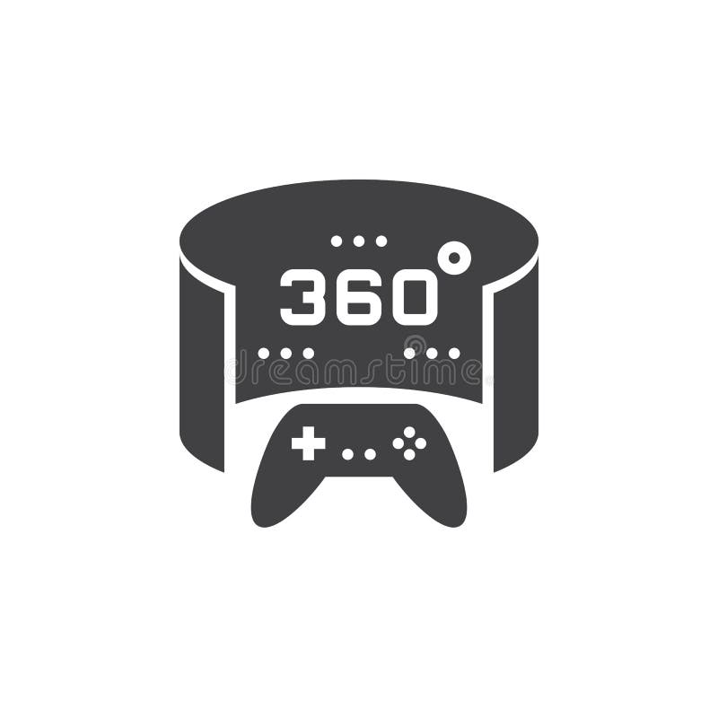 360 Degree Panoramic Video Game Icon Vector, Solid Logo Illustration ...