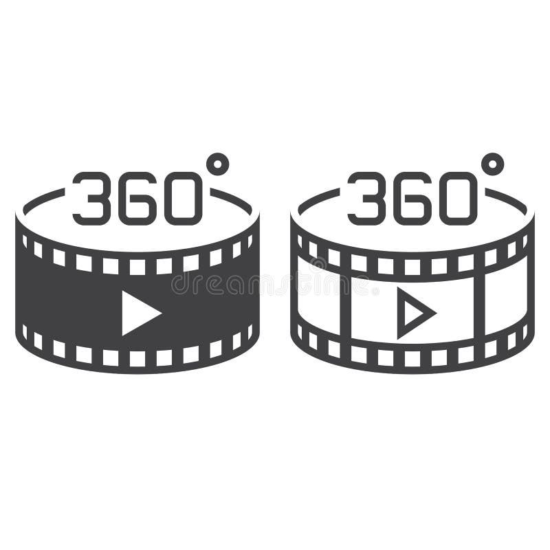 360 Degree Panoramic Video Symbol. Line Icon, Outline and Solid Stock ...