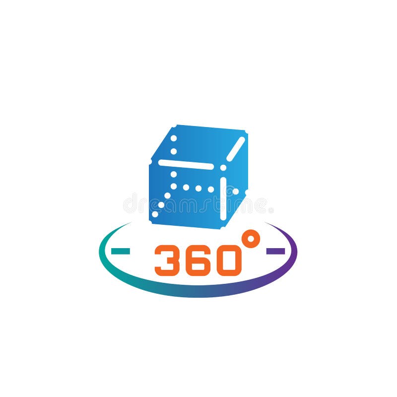 3d Cube 360 Degree Rotation Line Icon, Outline and Solid Vector Stock ...