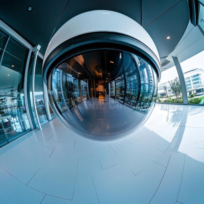 A 360-degree Security Camera Mounted on a Ceiling, Reflecting a Modern ...