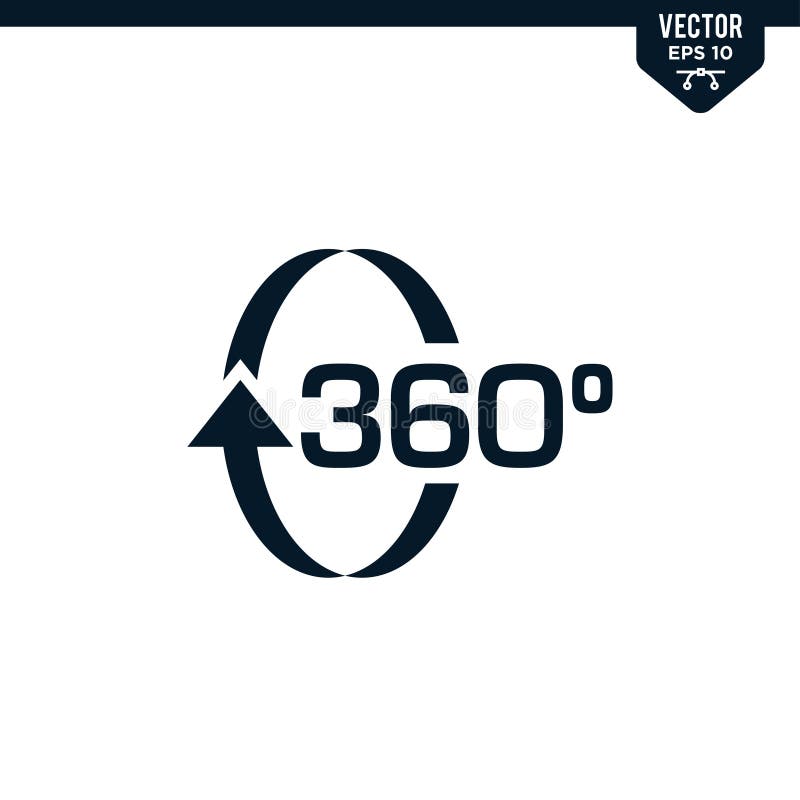 360 Degree Sign Collection in Glyph Style Stock Vector - Illustration ...