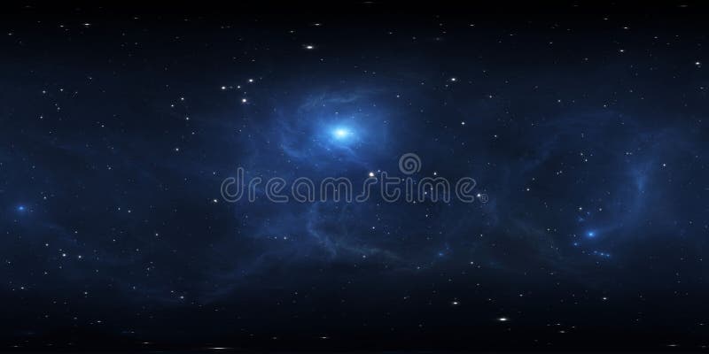 360 Degree Space Background with Blue Nebula and Stars, Equirectangular ...