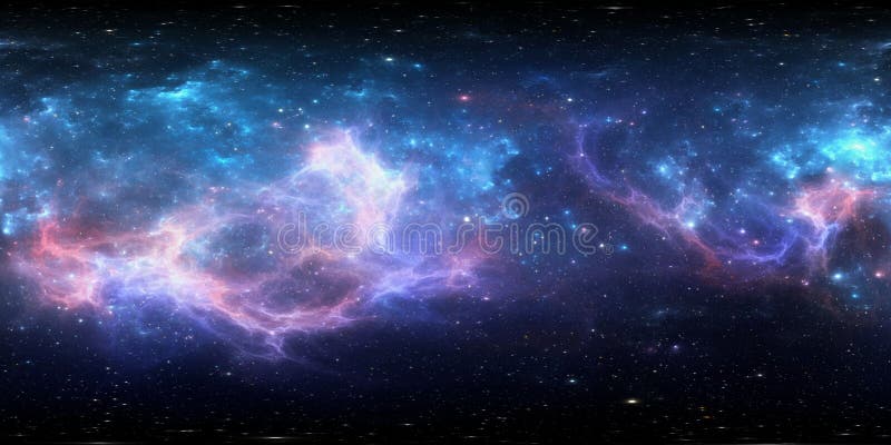 360 Degree Space Background with Nebula and Stars, Equirectangular ...