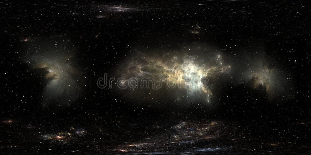 360 Degree Space Background with Nebula and Stars, Equirectangular ...