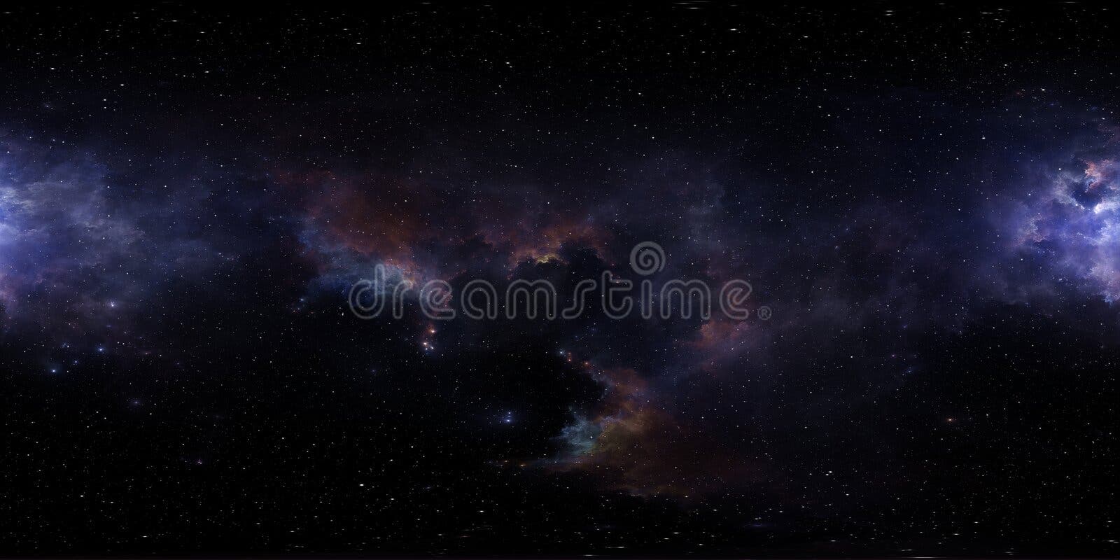 360 Degree Space Background with Nebula and Stars, Equirectangular ...