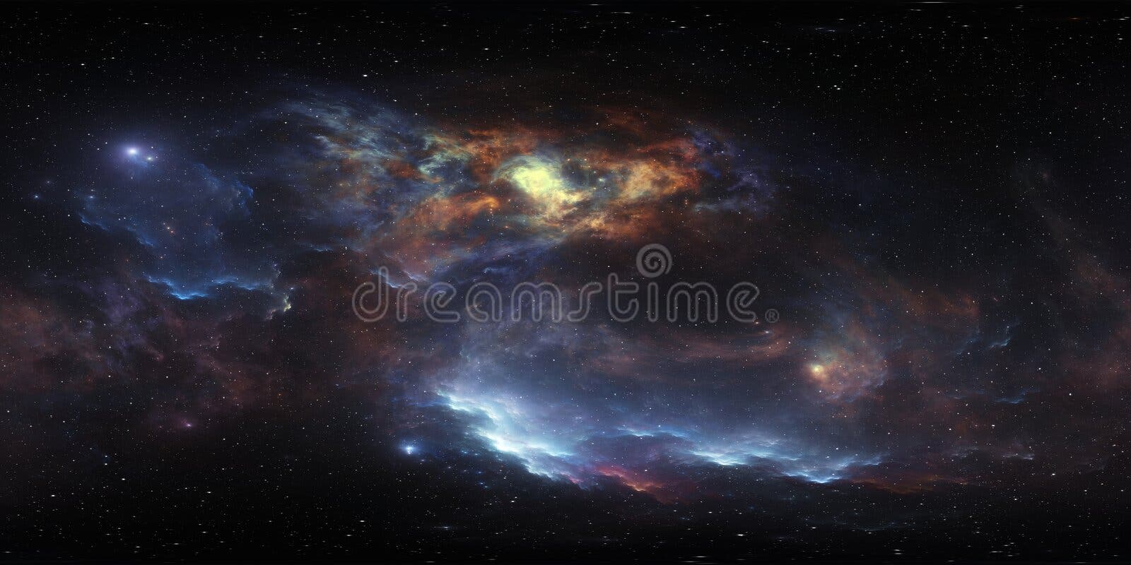 360 Degree Space Background with Nebula and Stars, Equirectangular ...