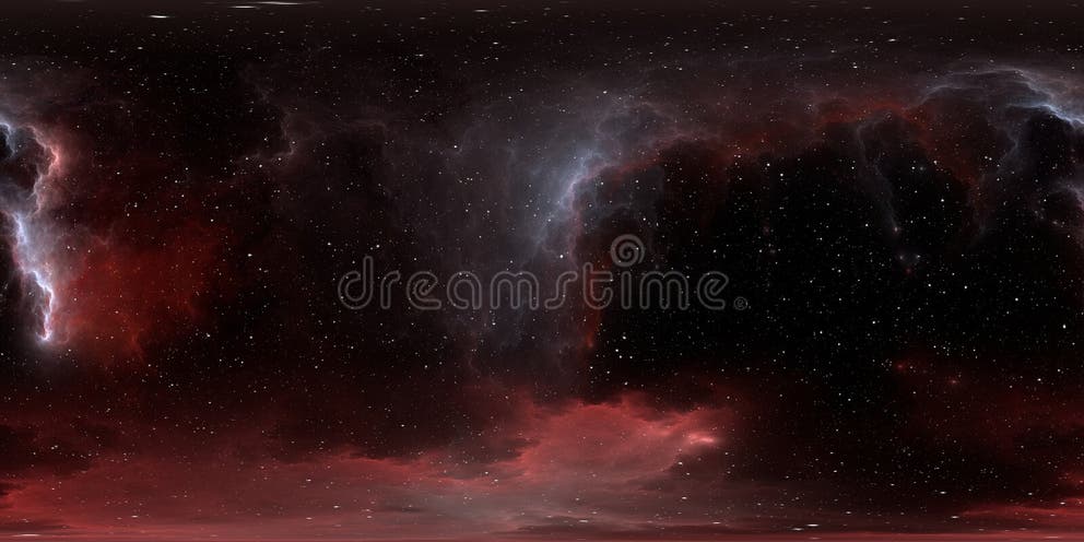 360 Degree Space Nebula. Giant Interstellar Cloud with Stars ...