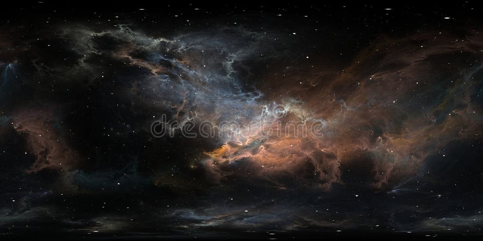 360 Degree Space Nebula. Giant Interstellar Cloud with Stars ...