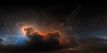 360 Degree Space Nebula. Giant Interstellar Cloud with Stars ...