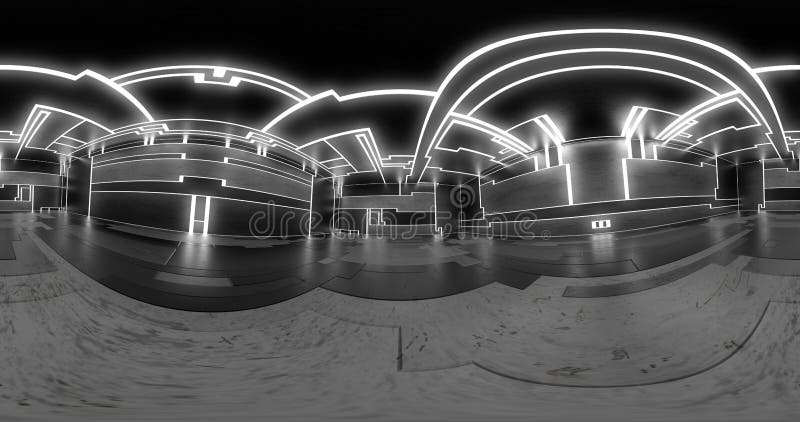 360 Degree Spherical Seamless Vr Panorama. Abstract Empty Dark Interior ...