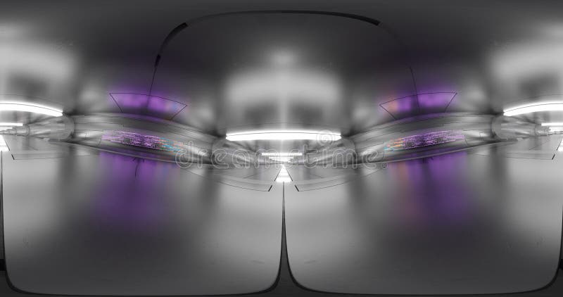 360 Degree Spherical Seamless Vr Panorama. Abstract Empty Dark Interior ...