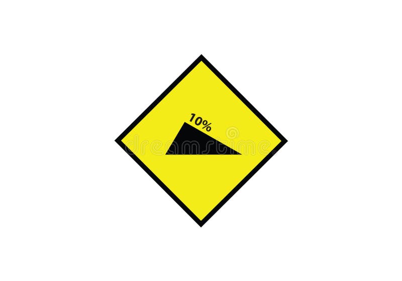 10 Degree Steep Desscend Traffic Sign - Symbol - Red Triangle Stock ...