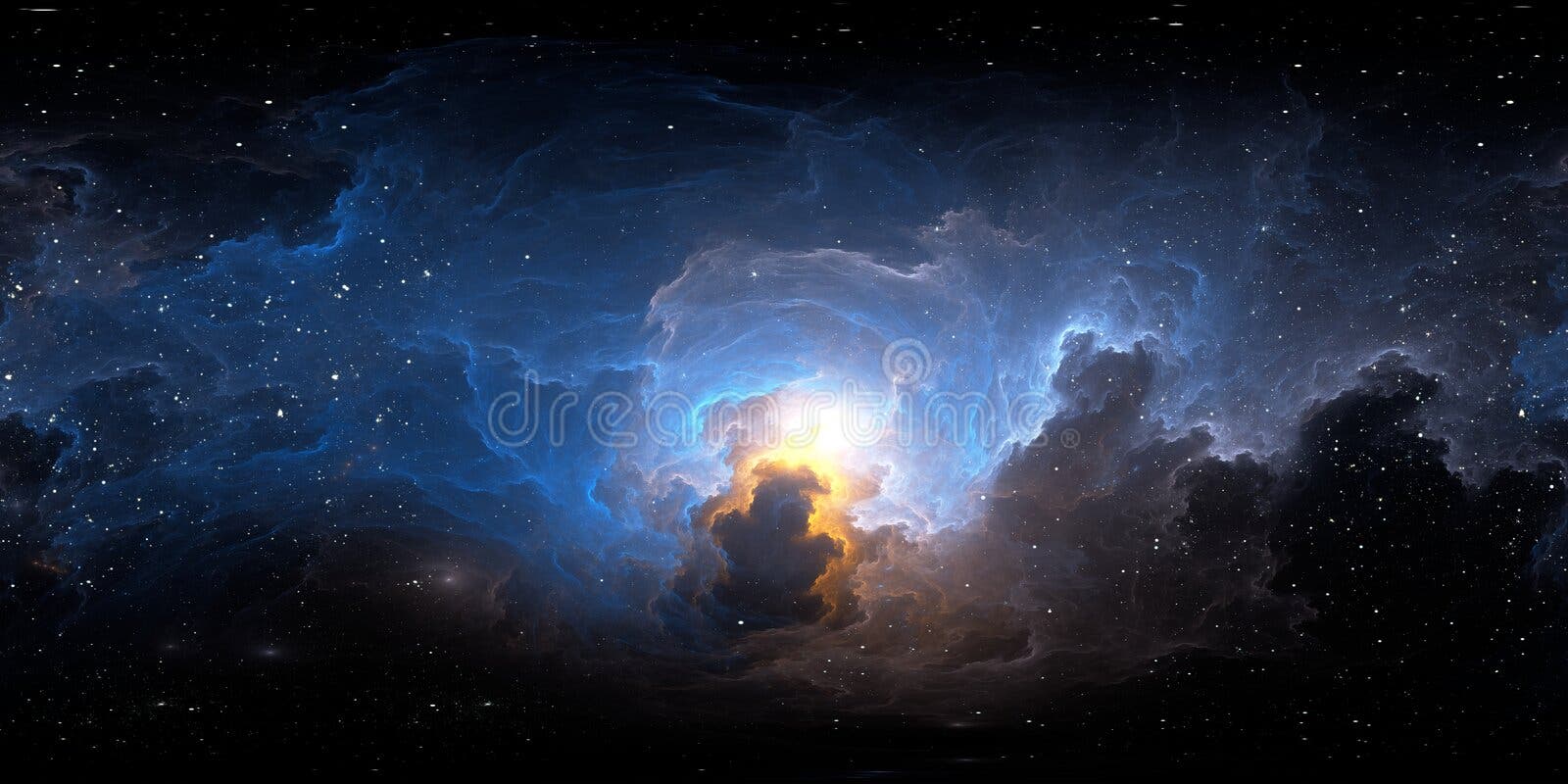 360 Degree Equirectangular Projection Space Background with Nebula and ...