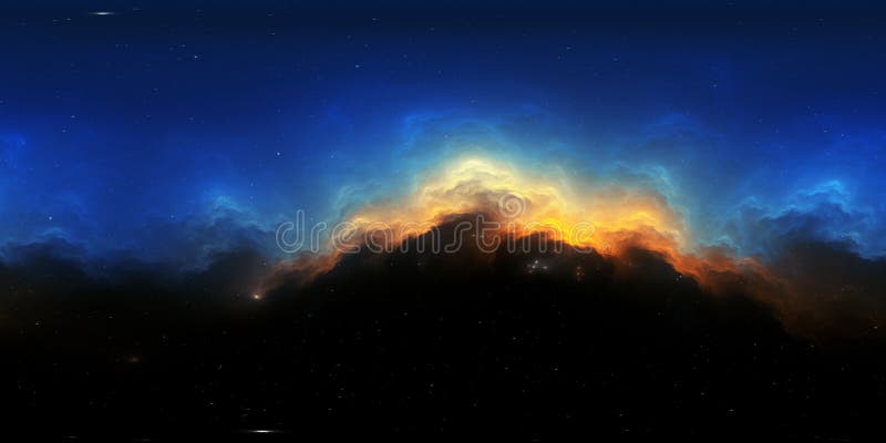 360 Degree Stellar Space Background with Nebula. Panorama, Environment ...