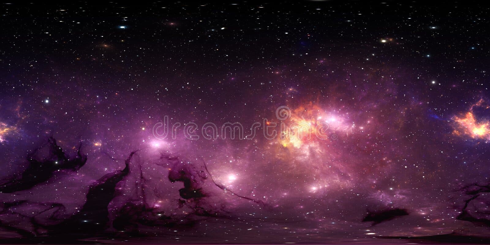 360 Degree Virtual Reality Space Nebula, Equirectangular Projection ...