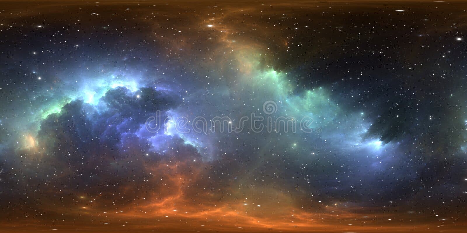360 Degree Stellar System and Gas Nebula. Panorama, Environment 360 ...