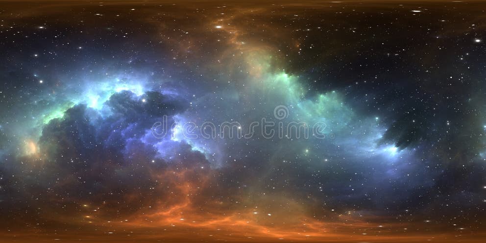 360 Degree Stellar System and Gas Nebula. Panorama, Environment HDRI ...