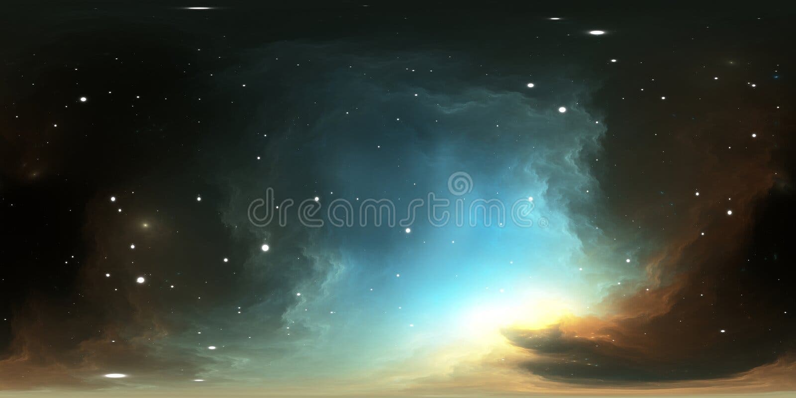 360 Degree Virtual Reality Space Nebula, Equirectangular Projection ...
