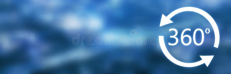 360 Degree Symbol on Blue Background Stock Photo - Image of blue ...
