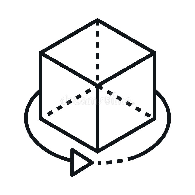 360 Degree View Cube 3D Object Linear Style Icon Design Stock Vector ...