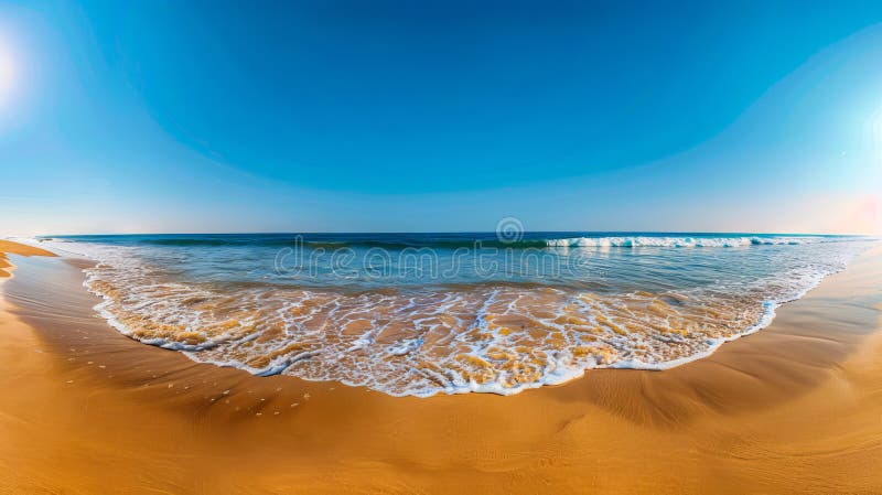 A 360 Degree View of the Ocean and Beach Stock Image - Image of blue ...