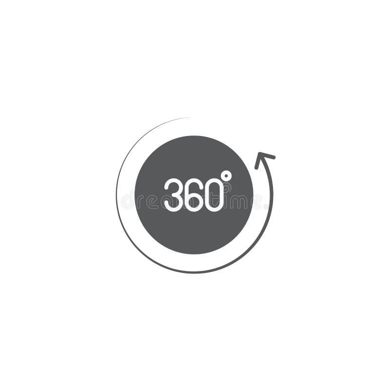 360 Degree View Sign Vector Icon Symbol Isolated on White Background ...