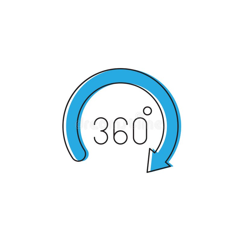 360 Degree View Sign Vector Icon Symbol Isolated on White Background ...