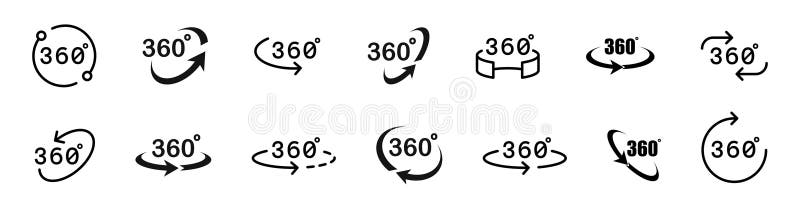 360 Degree View Vector Icons. 360 Degree Rotation Stock Illustration ...