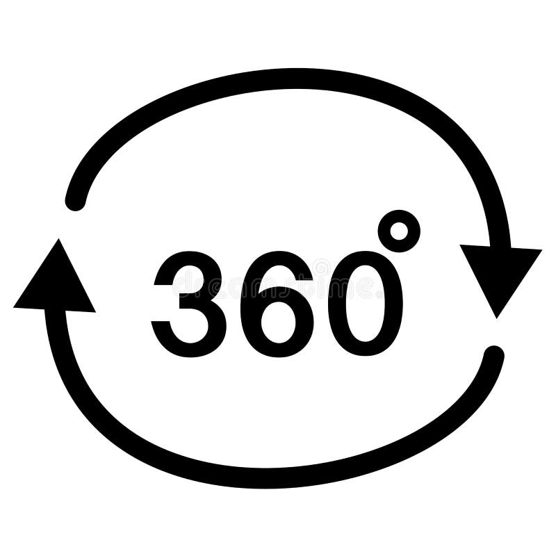 360 Degrees Icon on Transparent Background. Flat Style. 360 Degrees ...