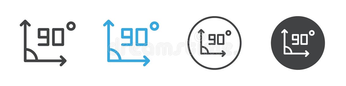 Degrees Angle Icon Simple Flat Vector Symbol Outline Collection Stock ...