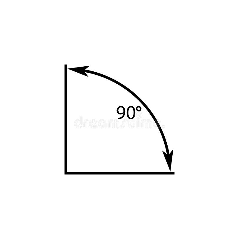 90 Degrees Angle Vector Icon. Right Angle Symbol with Arrow. Isolated ...