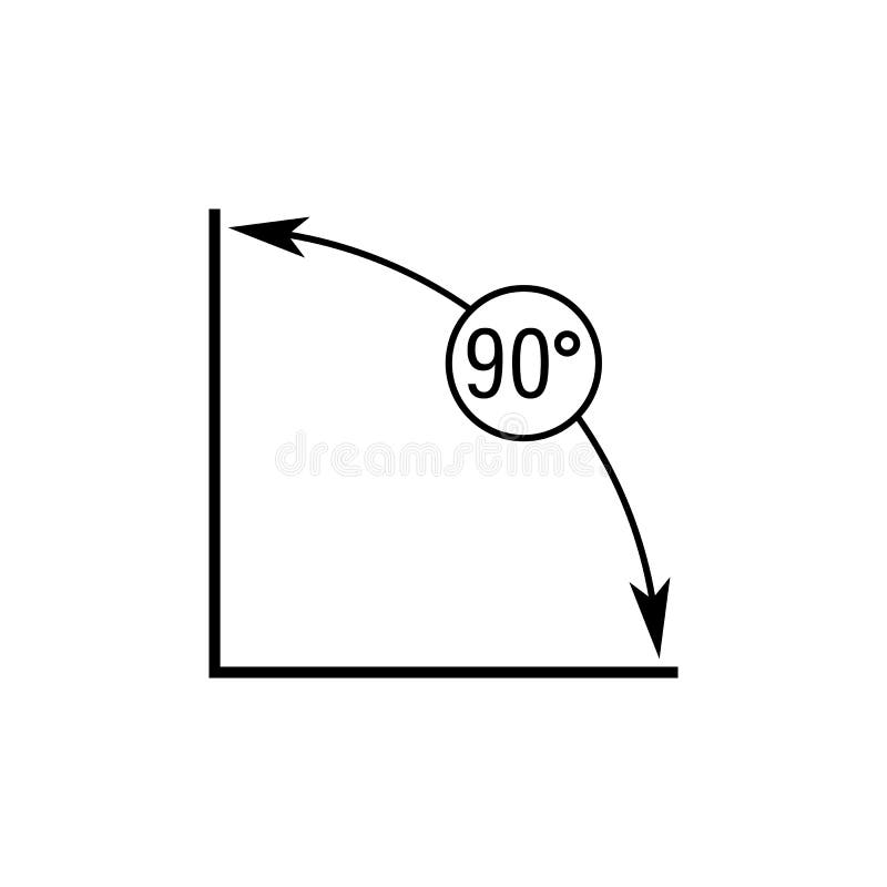 90 Degrees Angle Vector Icon. Right Angle Symbol with Arrow. Isolated ...