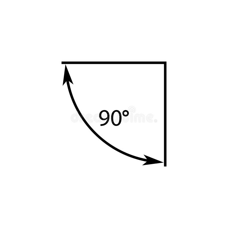 90 Degrees Angle Vector Icon. Right Angle Symbol with Arrow. Isolated ...