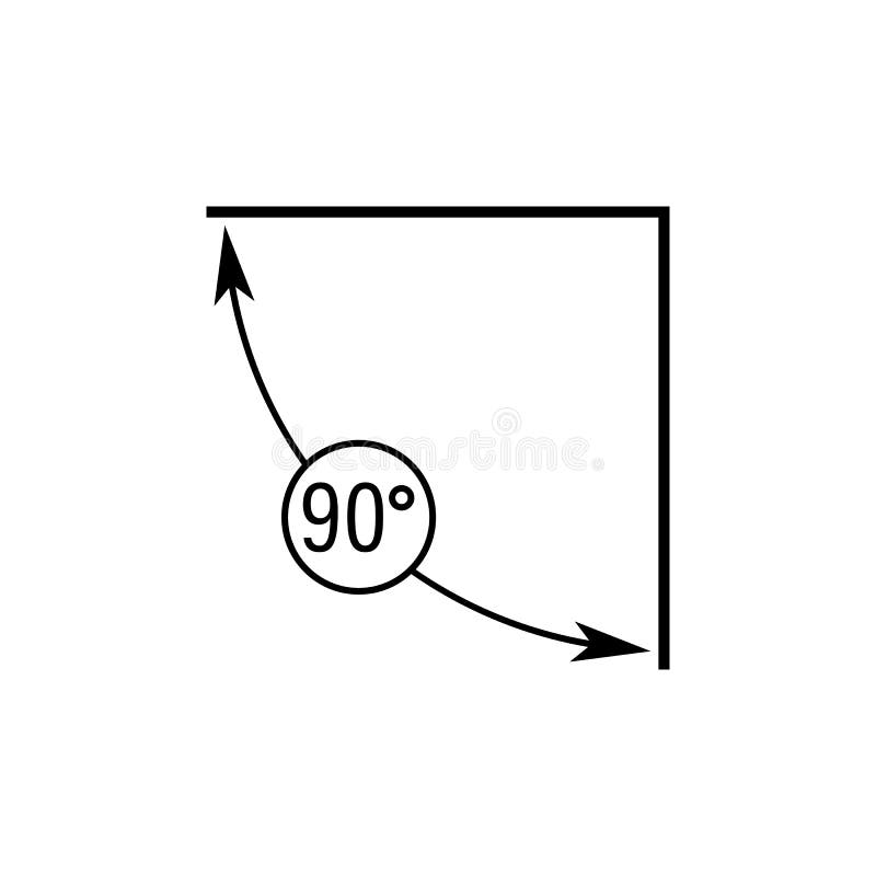 90 Degrees Angle Vector Icon. Right Angle Symbol with Arrow. Isolated ...