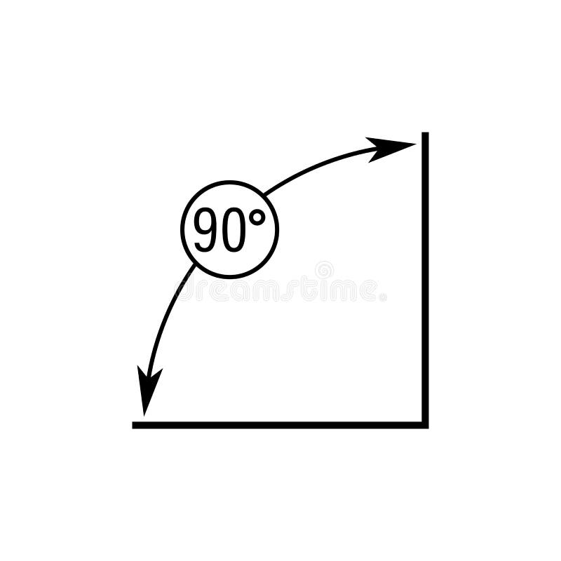90 Degrees Angle Vector Icon. Right Angle Symbol with Arrow. Isolated ...