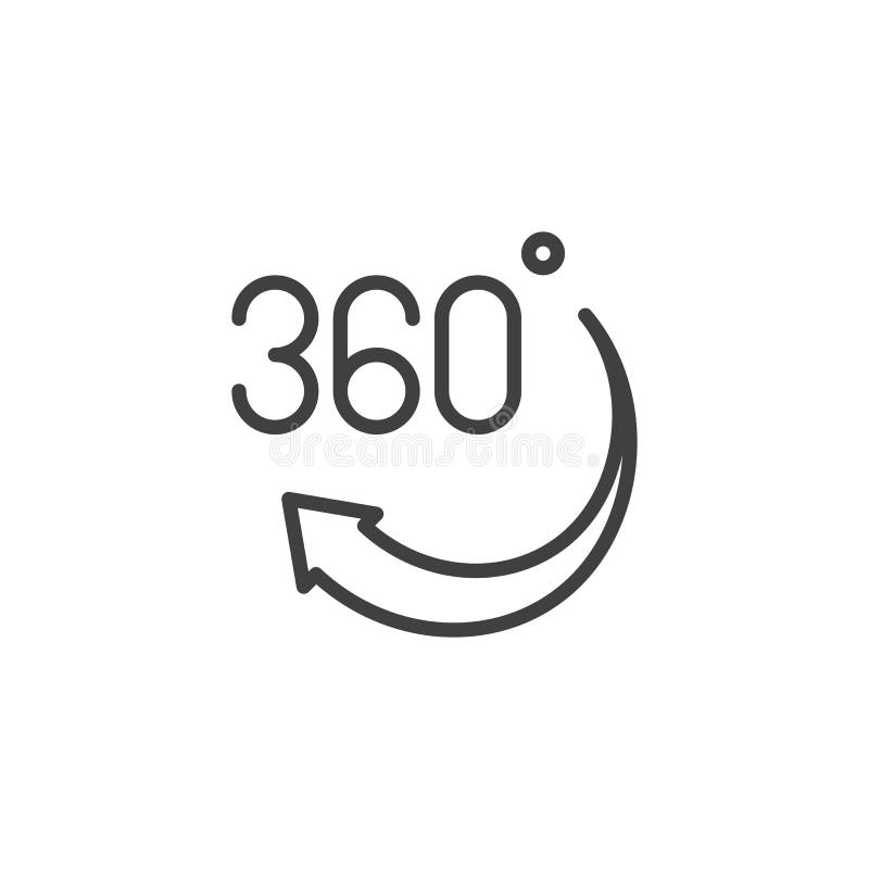 360 Degrees Arrow Icon 3d Render Concept for Rotation Shape Flat Design ...