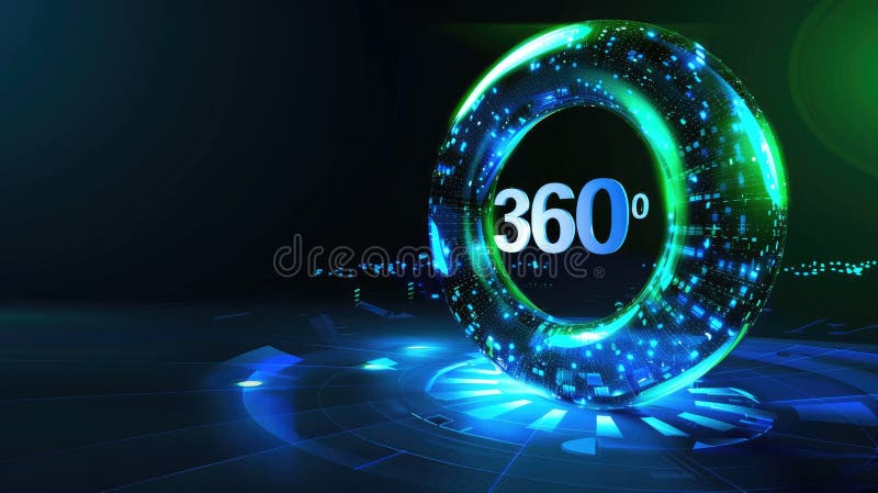 360 Degrees Digital Glowing Circle AI Generated Stock Illustration ...