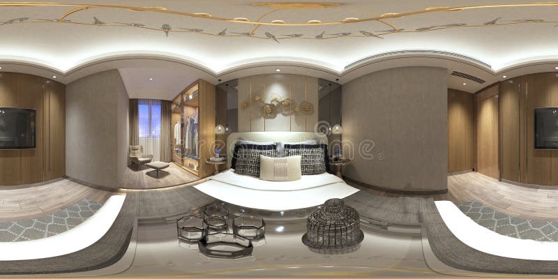 360 Degrees of Home Interior Stock Illustration - Illustration of ...