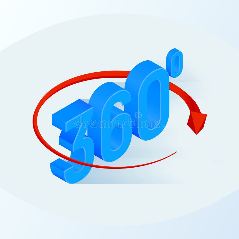 360 Degrees Icon. 3d Isometric Angle 360 Degrees View Sign. Virtual ...