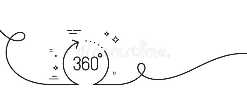 360 Degrees Line Icon. Panoramic View Sign. VR Technology Simulation ...