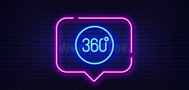 360 Degrees Line Icon. Panoramic View Sign. VR Technology Simulation ...