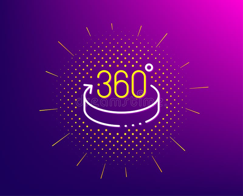 360 Degrees Line Icon. VR Simulation Sign. Panoramic View. Vector Stock ...