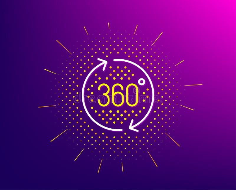 360 Degrees Line Icon. VR Simulation Sign. Panoramic View. Vector Stock ...