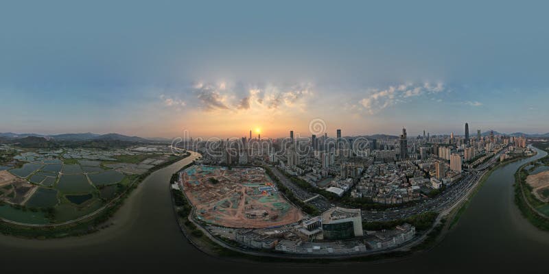 360 Degrees Panorama of Shenzhen Skyline Editorial Stock Photo - Image ...